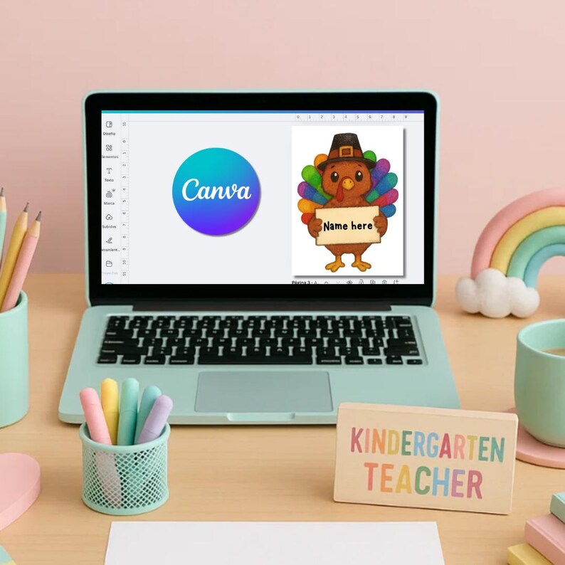 Editable Name Labels in Canva | Thanksgiving Turkey Classroom Tags ...