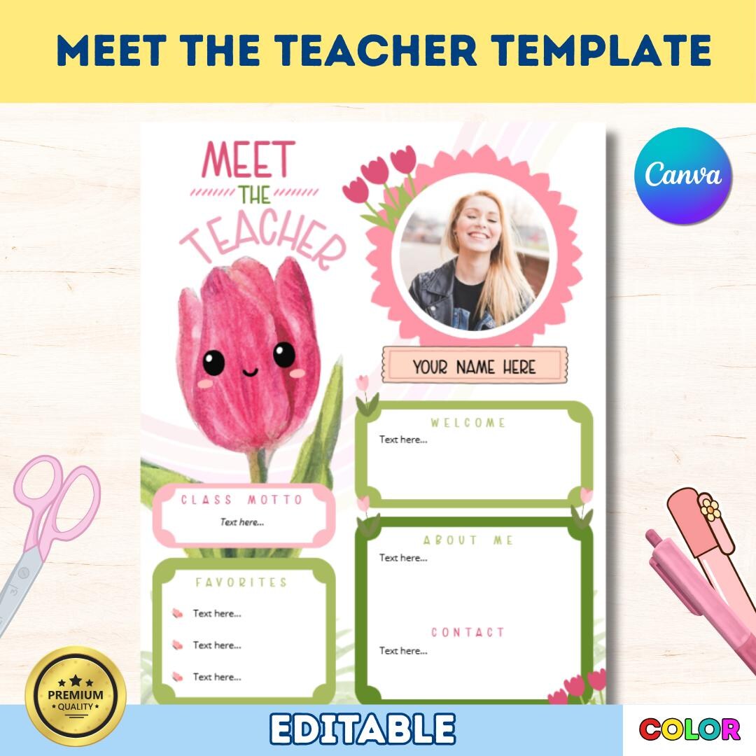 Tulip Meet the Teacher Template – Editable Canva Flyer (PDF) - Etsy
