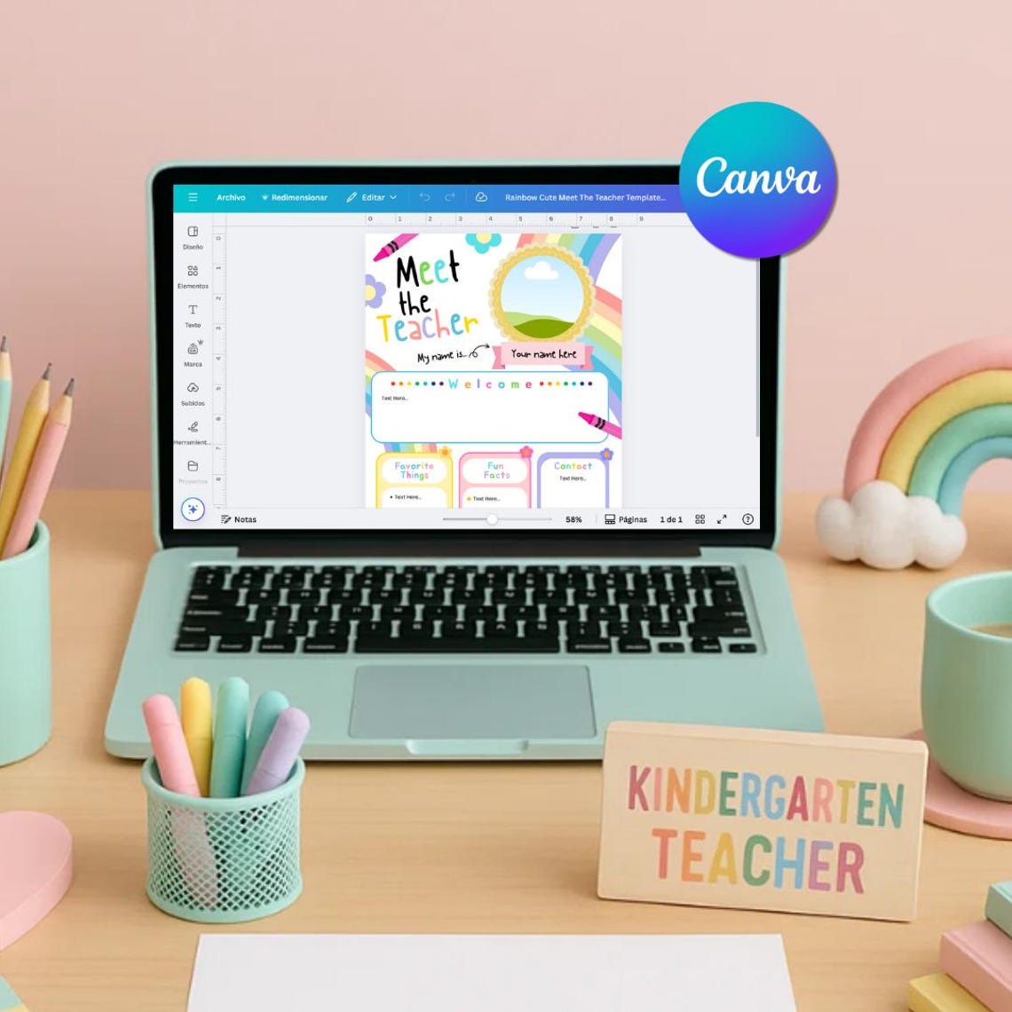 Editable Meet the Teacher Template: Rainbow Design, Back to School (PDF ...