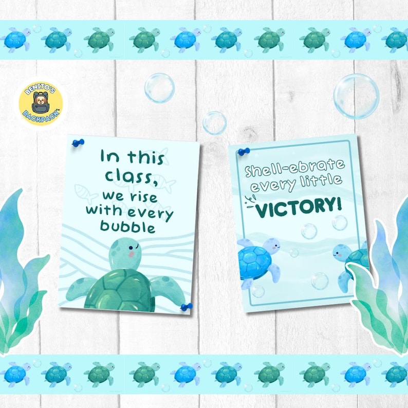 Turtle Classroom Decor Printable – Pastel Watercolor Bulletin Borders ...