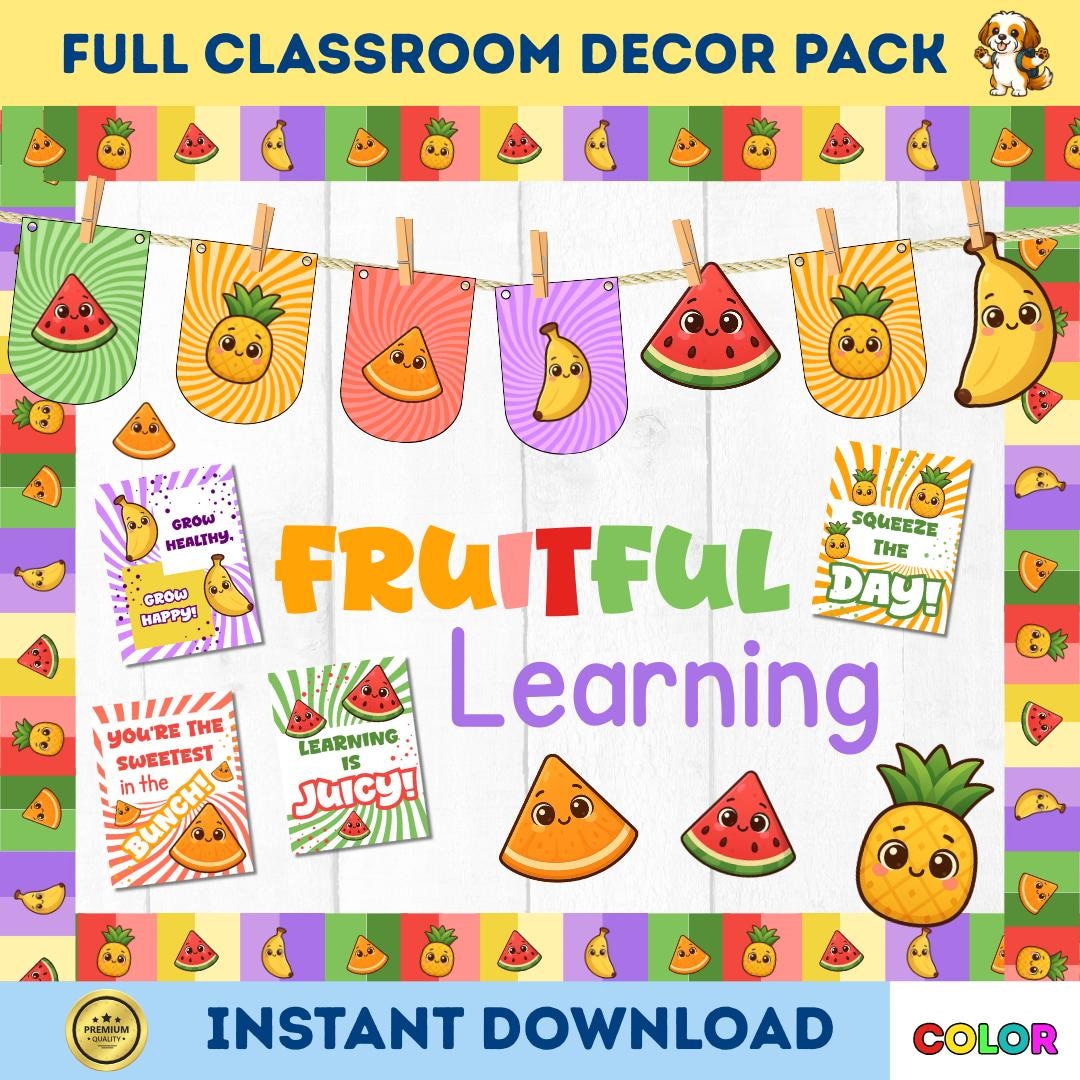 Fruit Classroom Decor Pack: Bulletin Board, Posters, Banners (PDF ...