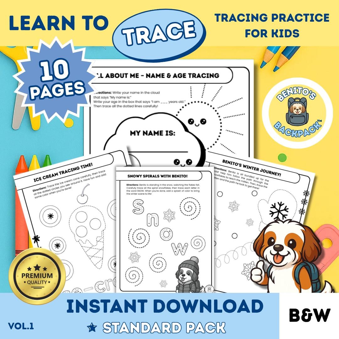 Weather Tracing Worksheets for Preschool – Learn to Trace Rain, Clouds ...