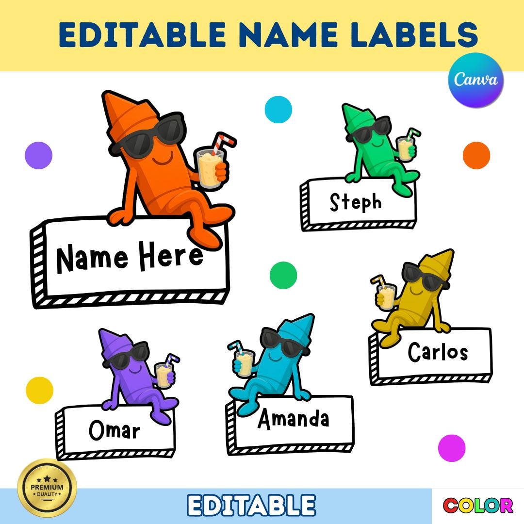 Editable Crayon Name Labels: Printable Classroom Desk, Cubby & Binder ...