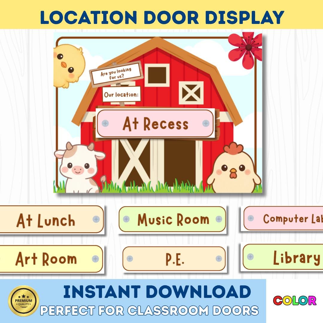 Farm Classroom Door Location Signs –printable Posters – Fun School Door ...