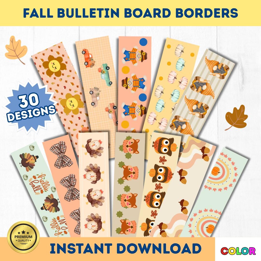Fall Bulletin Board Borders – 30 Printable Designs for Classroom Decor ...