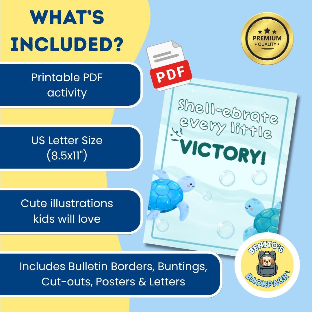 Turtle Classroom Decor Printable – Pastel Watercolor Bulletin Borders ...