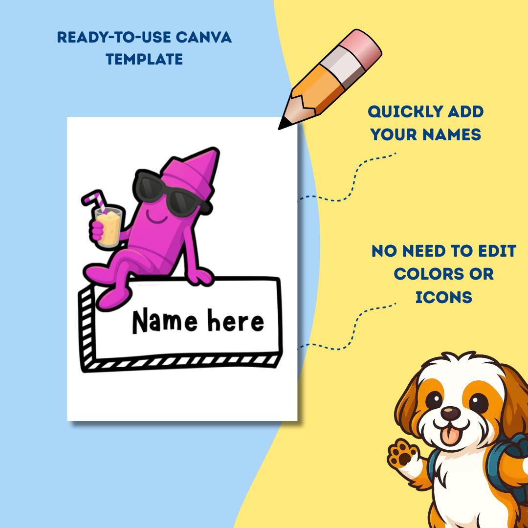 Editable Crayon Name Labels: Printable Classroom Desk, Cubby & Binder ...