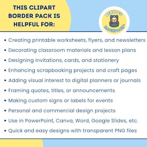 Back to School Page Borders Clipart: 30 PNG Designs (digital Download ...