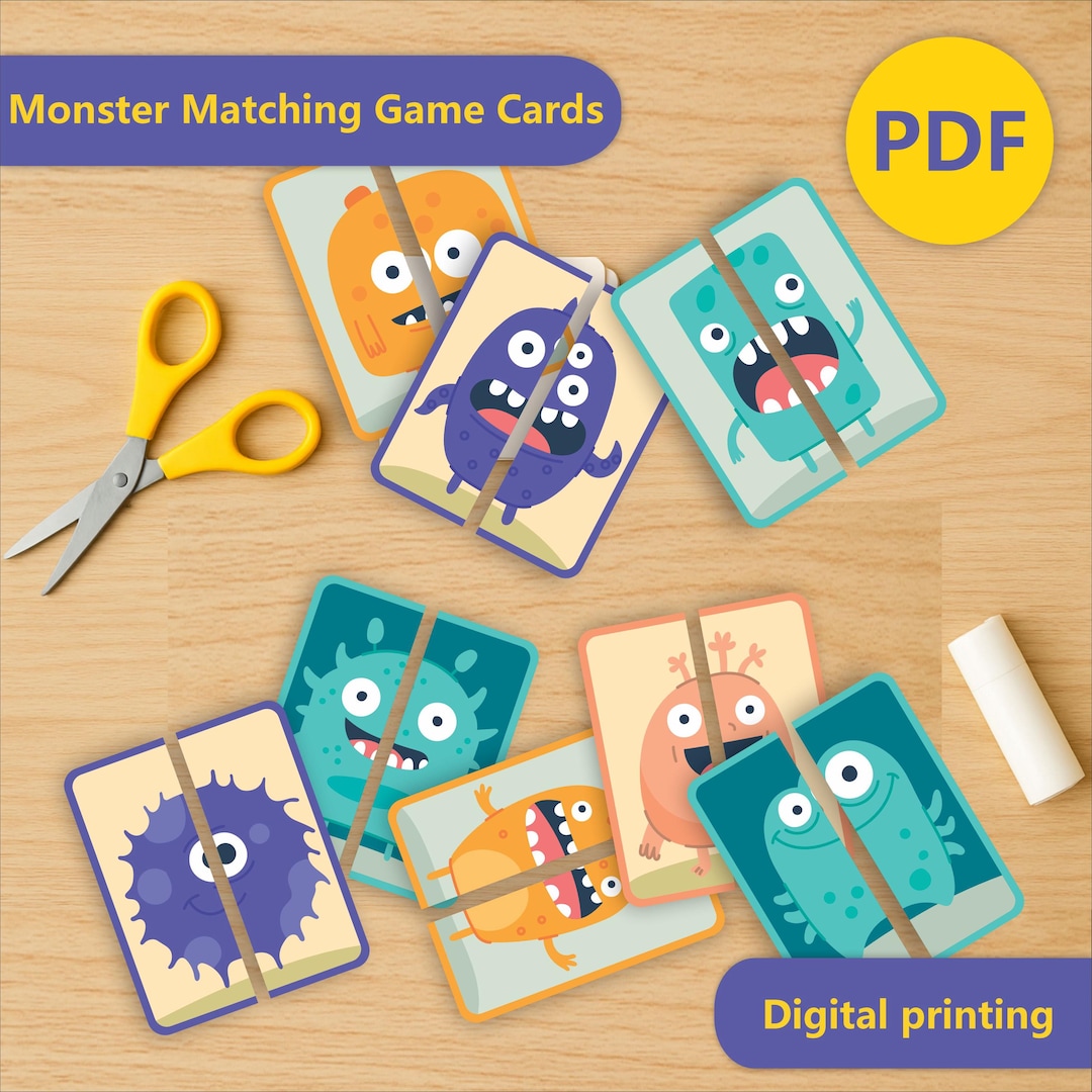 Monster Matching Game Cards | Printable Memory Game for Kids | Fun ...