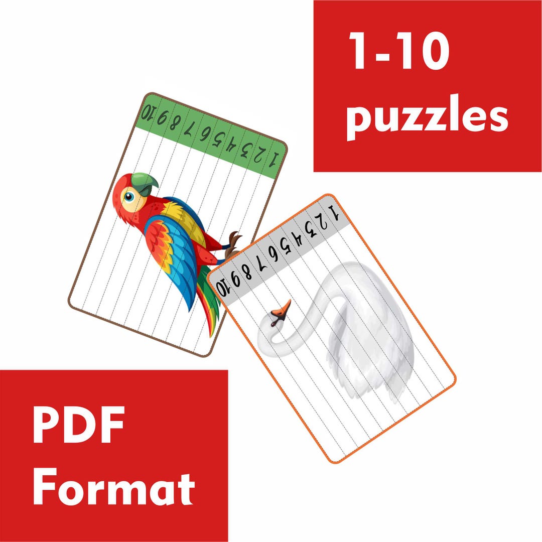 Printable Animal Number Puzzle Cards for Kids 1-10, Fun Montessori ...