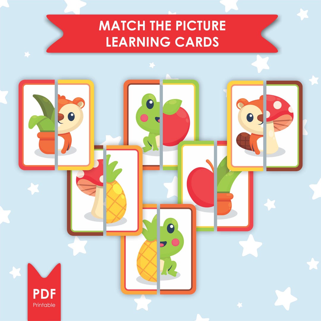 Match the Picture Learning Cards: Printable Toddler Puzzle Game (PDF ...