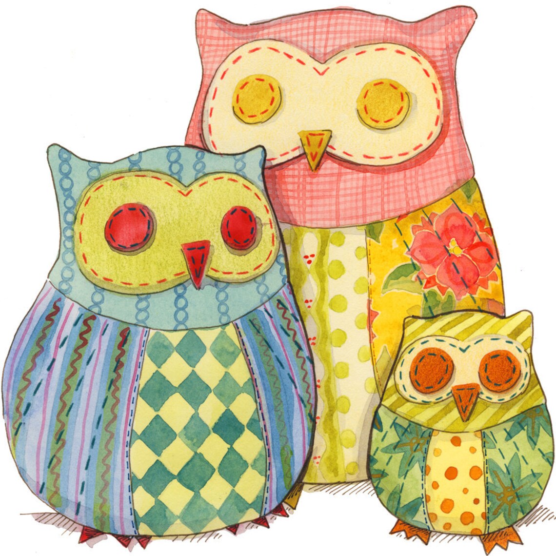 Patchwork Owl Pattern for sewing owl stuffies in 3 sizes FULL | Etsy