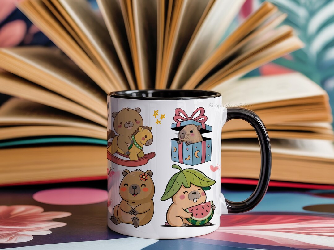 Cute Capybara Coffee Mug, Kawaii Animal Cup, Funny Capybara Gift for ...