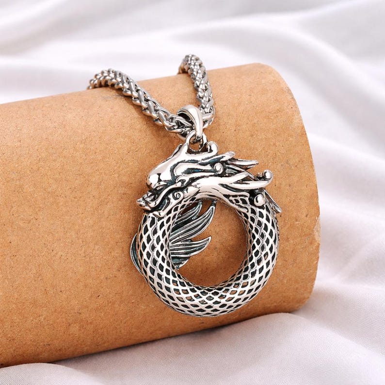 925 Sterling Silver Dragon Necklace – Fantasy Medieval Jewelry for Men ...