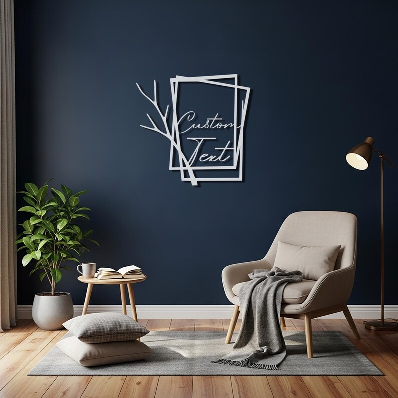 Personalized Metal Wall Art, Custom Text Wall Decor, Modern Minimalist ...