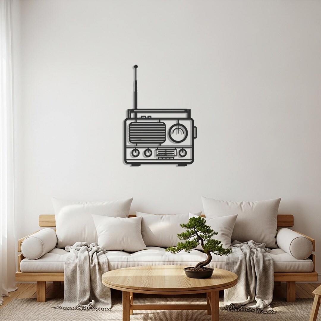 Retro Radio Metal Wall Art for Home Office, Vintage Broadcast ...