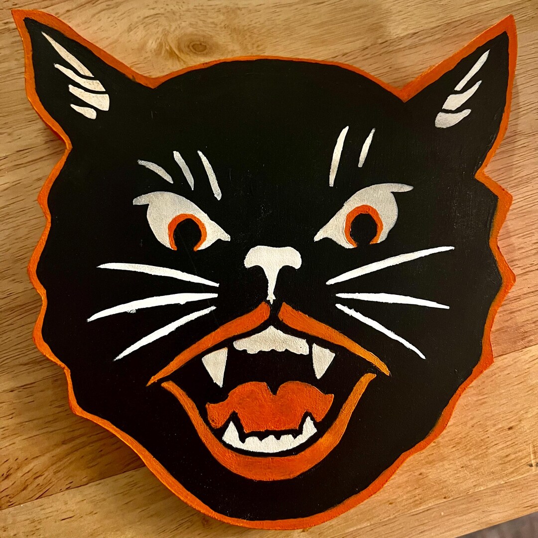 Vintage-style Black Cat Wall Art – 1960s Beistle Luhrs Inspired ...