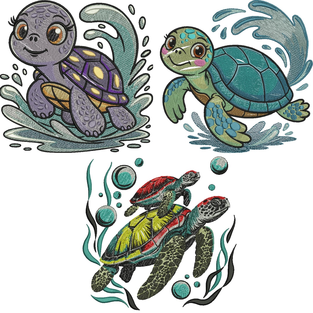 Sea Turtle Machine Embroidery Design, Baby Sea Turtle Embroidery ...