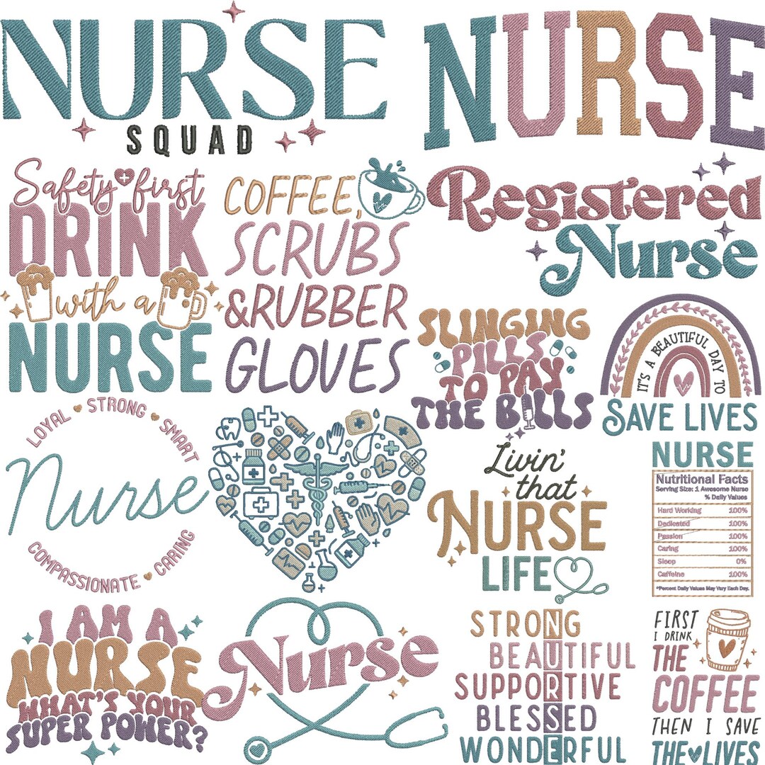 Nurse Embroidery Design, Nurse Love Embroidery,registered Nurse ...