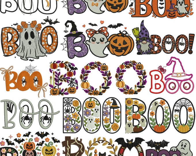 Boo Embroidery Design, Spooky Halloween, Boo Ghost,nightmare, Friendly ...