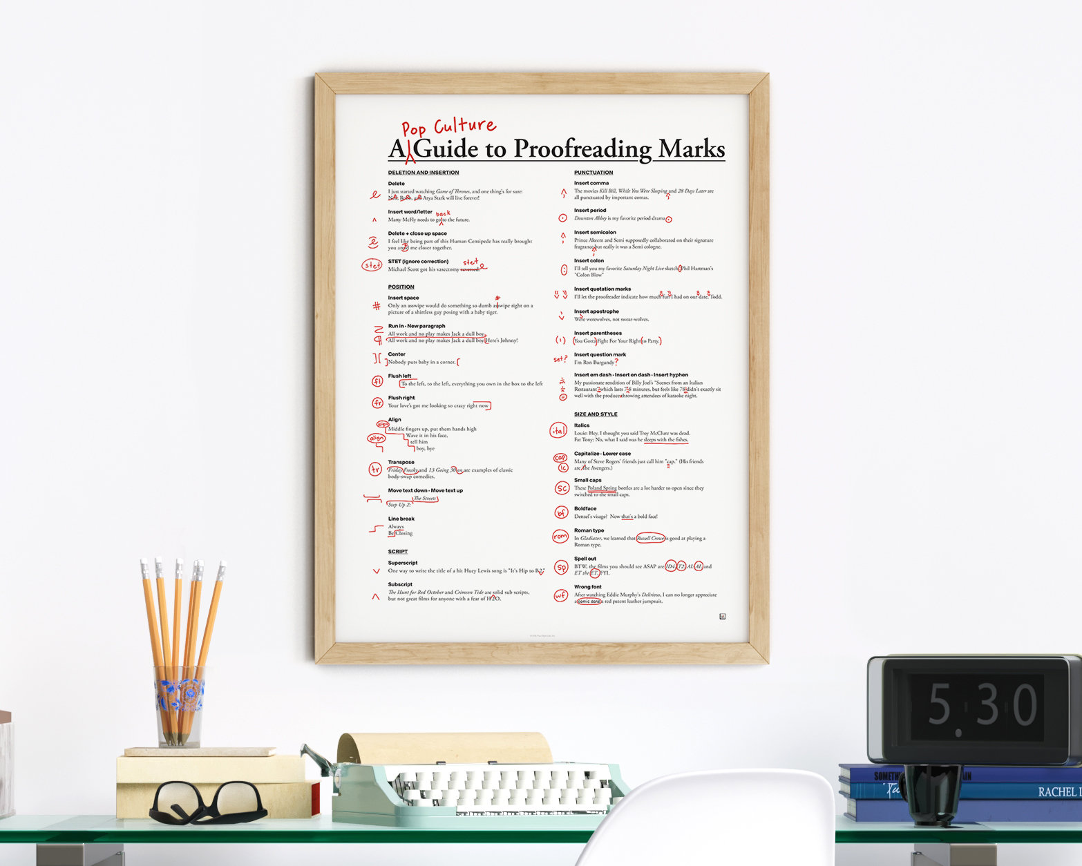 Pop Culture Proofreading Marks Guide Print | Poster for Home | Gift for ...