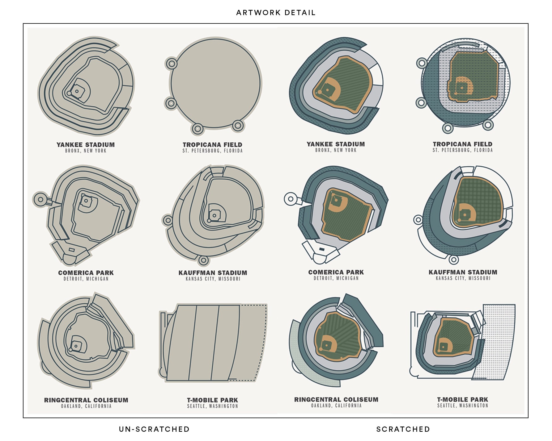 Baseball Stadium Scratch-off Print | Poster for Home | Gift for Sports ...