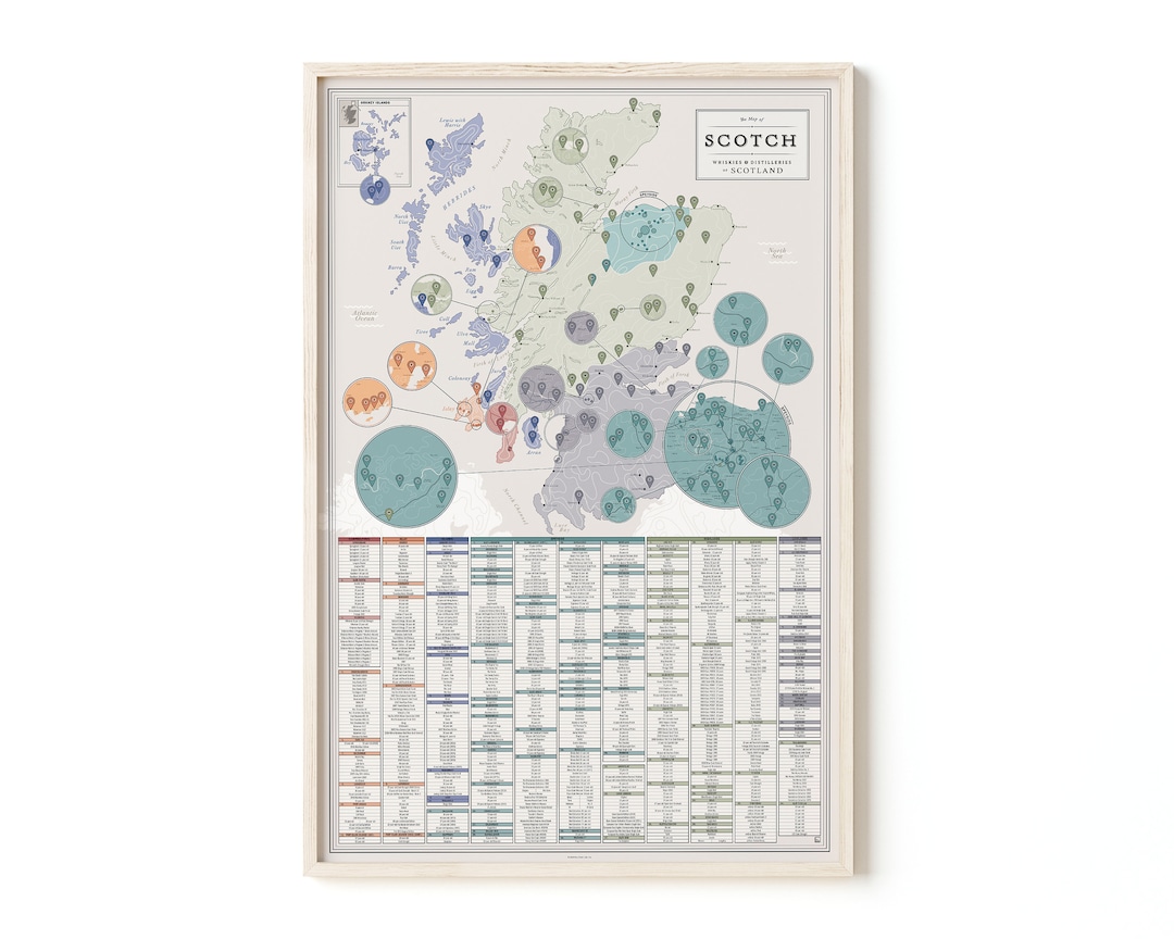 Scotch Varieties & Map Print | Poster for Home | Gift for Alcohol ...