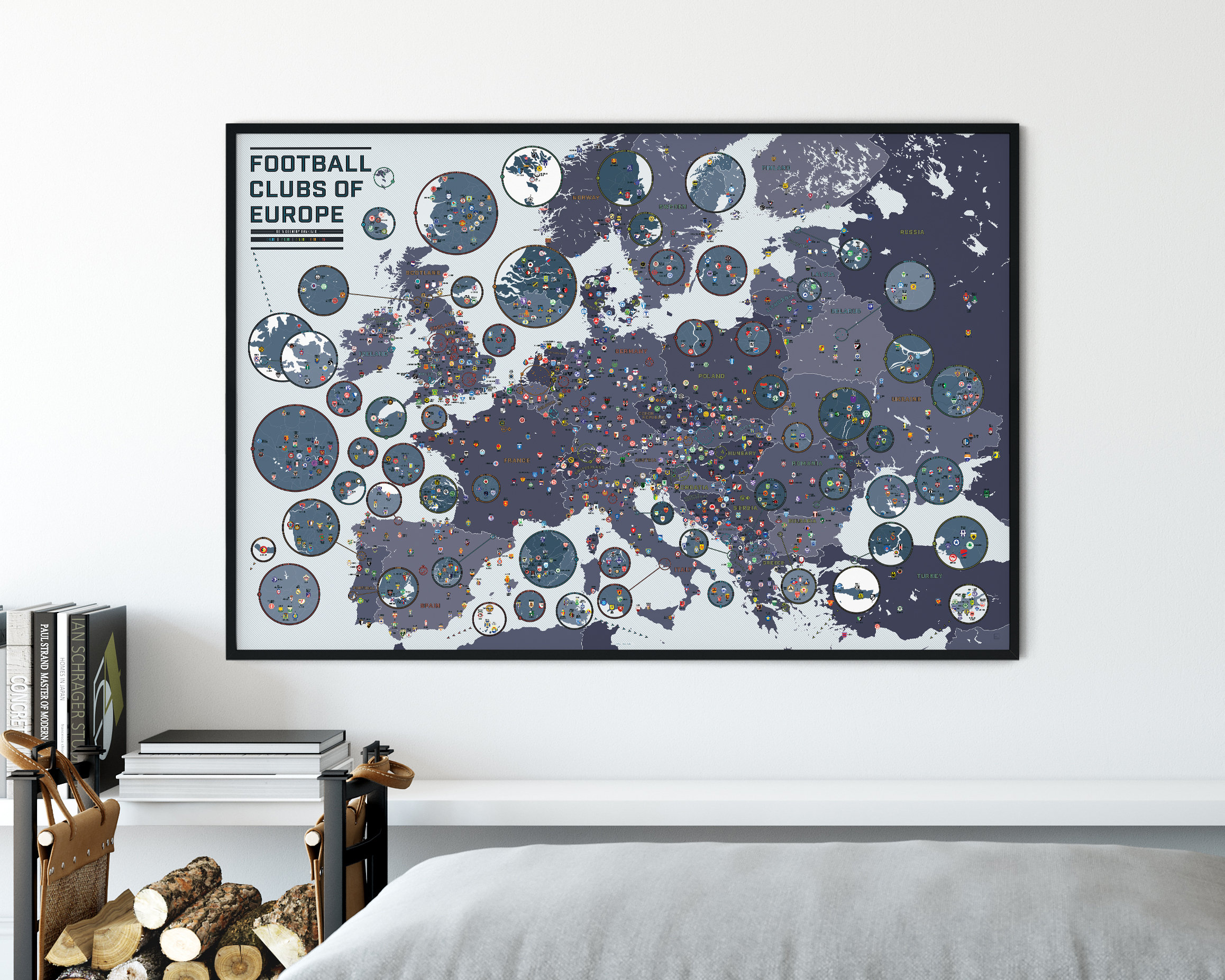 European Football Teams Map Print | Poster for Home | Gift for Sports ...