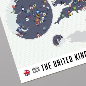 UK Football Teams Map | Poster for Home | Gift for Sports Fans & Soccer ...