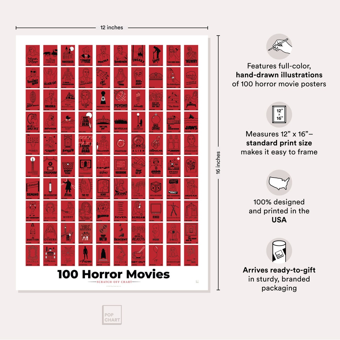 Horror Movies Scratch-off Print Print Poster for Home Gift for Scary ...
