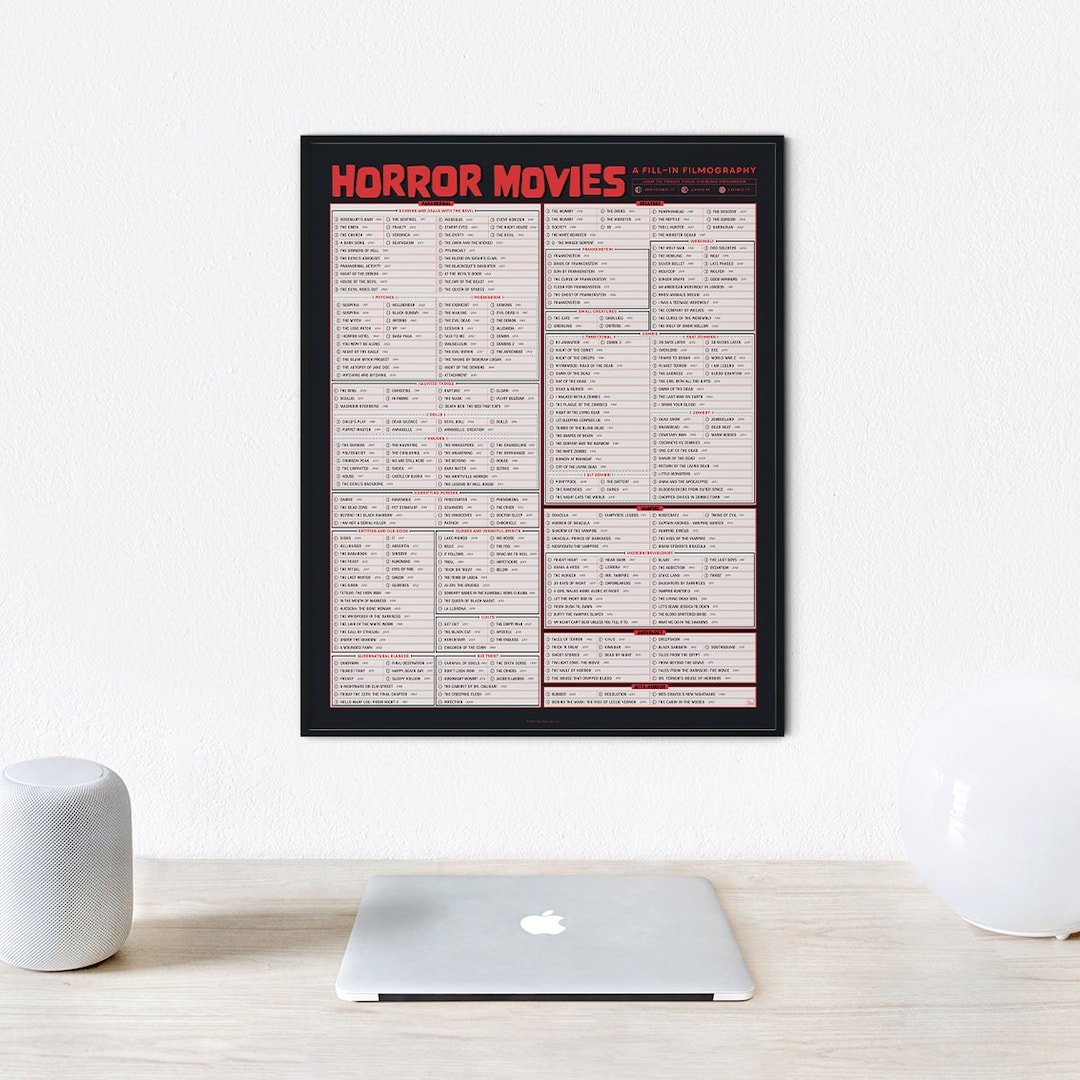 Horror Movies Fill-in Poster | A Logbook for Your Wall! | Gift for ...