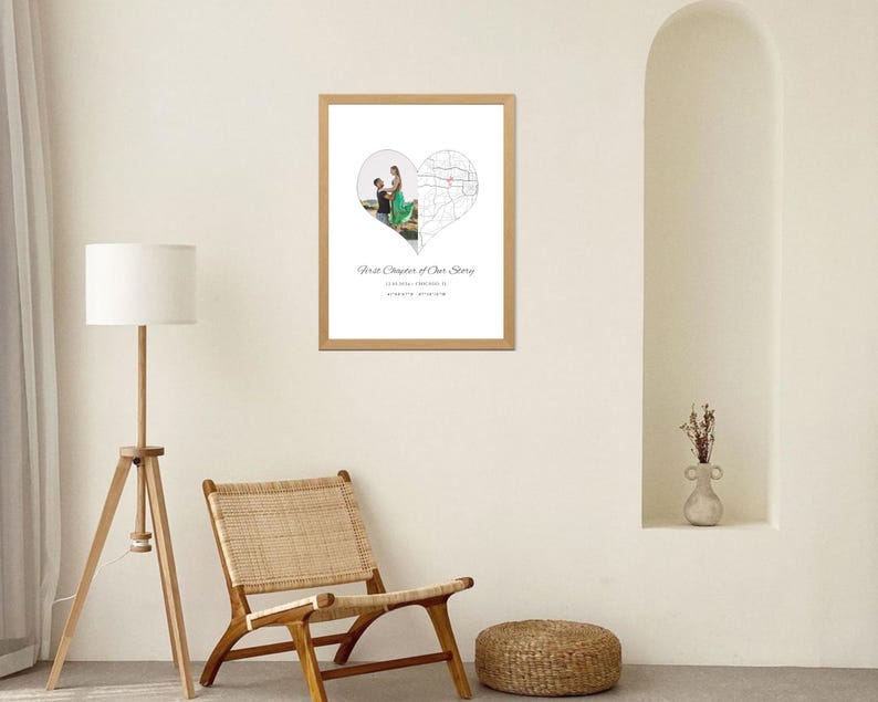 Personalized Couple Portrait Map Canvas Print: Engagement, Wedding, or ...