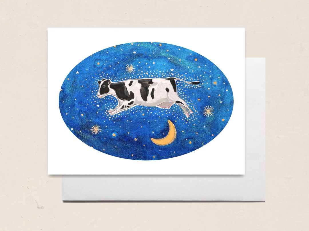 Goodnight Moon Notecard - Cow Jumping Over the Moon - Etsy