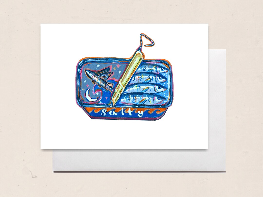Sardine Tin Blank Notecard, Sardine Card, Gift for Cooks, Gift for Chef ...