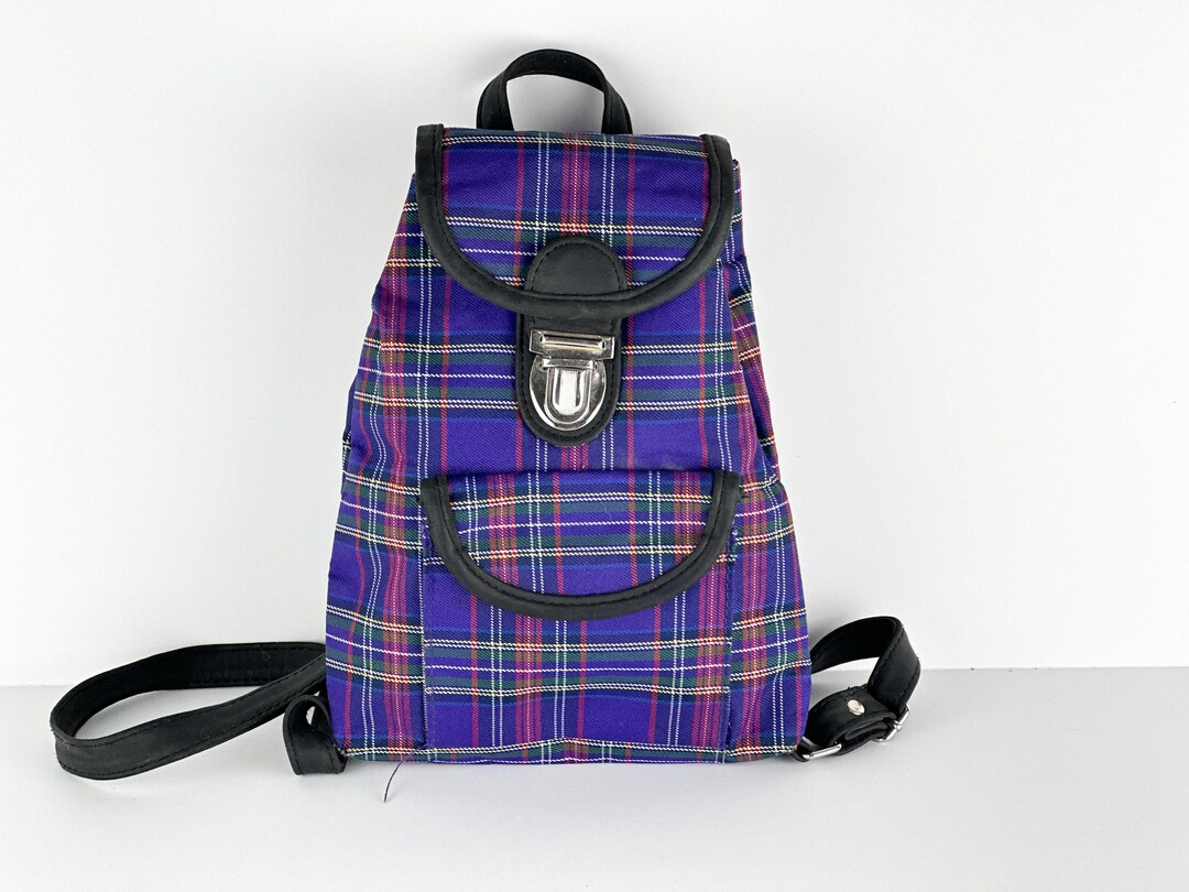 Vintage Mini PLAID Backpack Simple Classic 90s Backpack Book School ...