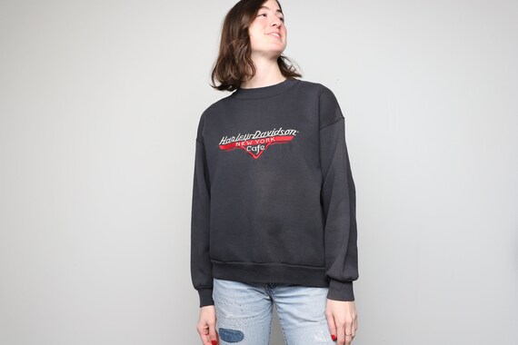 vintage HARLEY DAVIDSON 1990's y2k CAFE black slouchy… - Gem