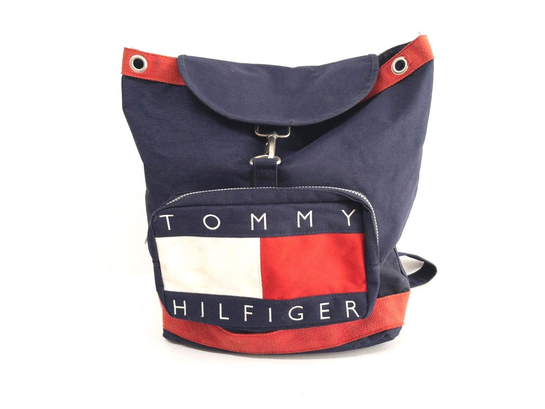 Vintage 2000s TOMMY HILFIGER Blue and White Backpack Daypack CLASSIC ...