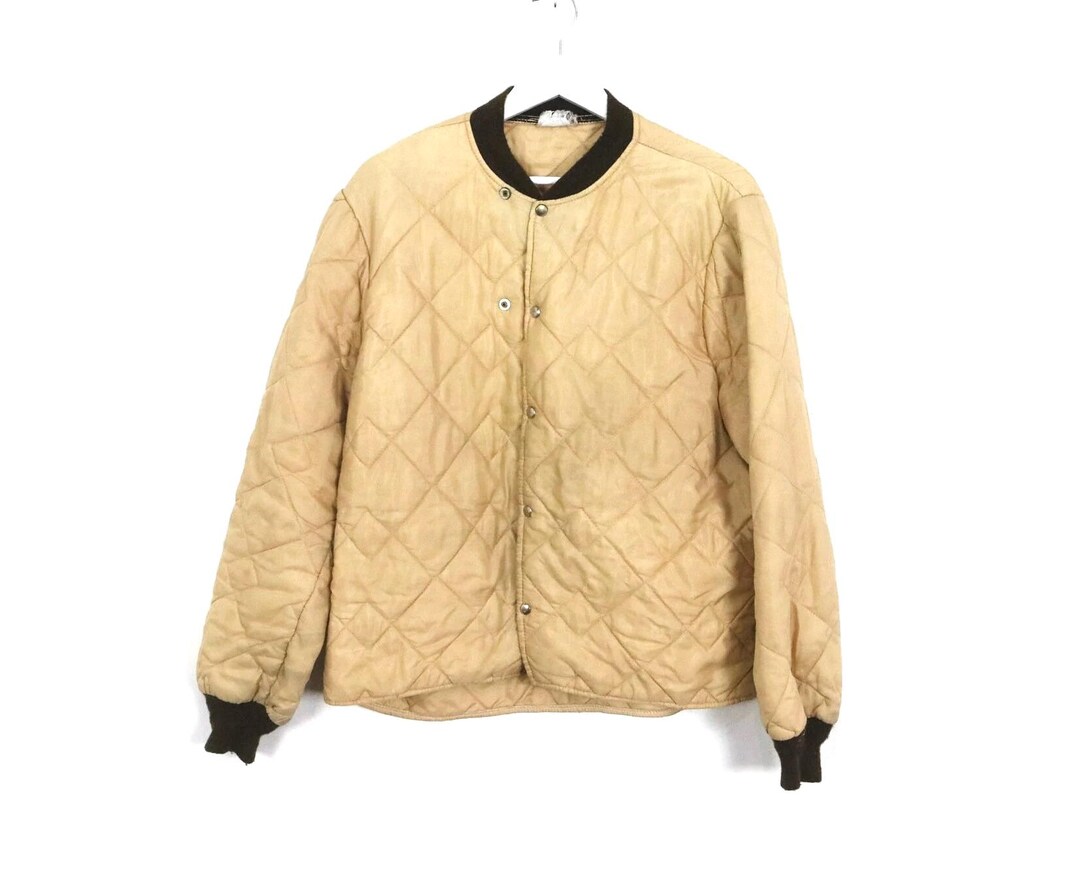 1970s 80s Rare Brown & Tan QUILTED Vintage Mid-century Fall Jacket Coat ...
