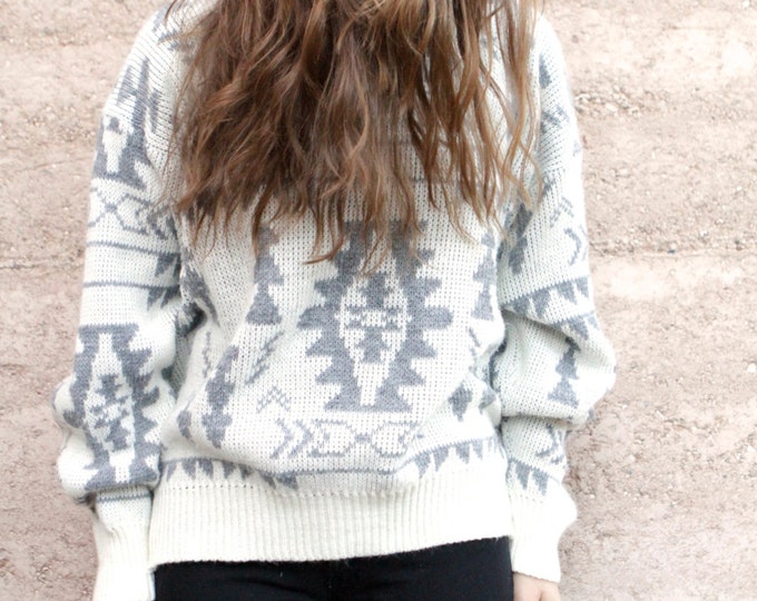 SOUTHWEST 90s Bright IKAT Style Navajo SWEATER Slouchy Top - Etsy