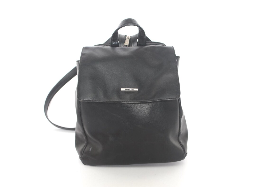 Vintage Black LEATHER Backpack 90s Mini Purse Bag Backpack Leather ...