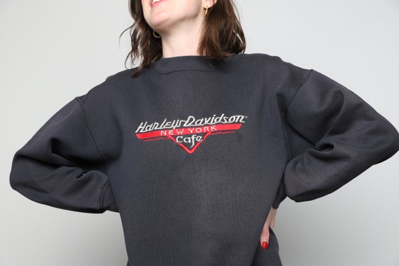 vintage HARLEY DAVIDSON 1990's y2k CAFE black slouchy… - Gem