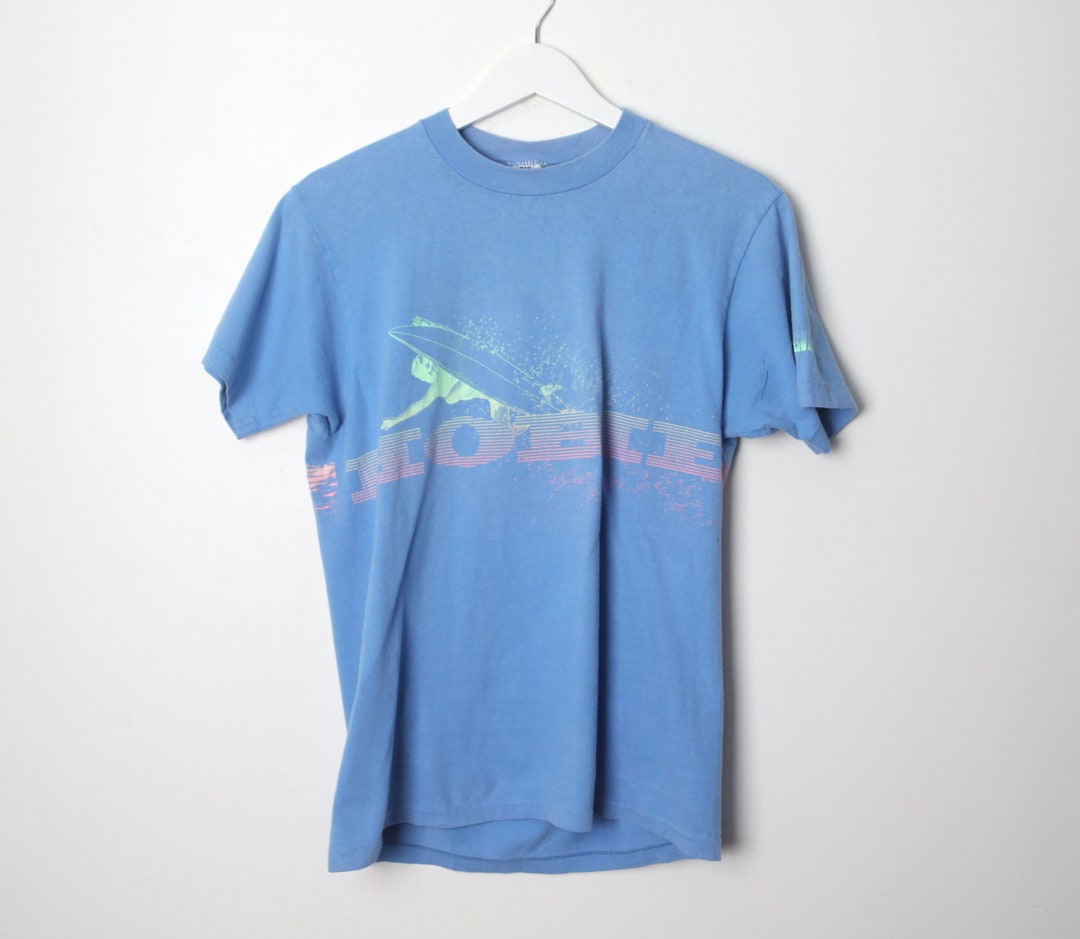 Vintage 1980s HOBIE Brand Windsurf Faded Single Stitch BLUE Surf T ...
