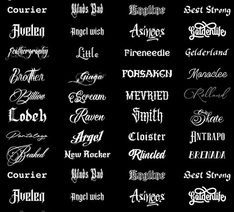 50 Tattoo Fonts Bundle | Vintage, Script & Old School OTF/TTF (digital ...