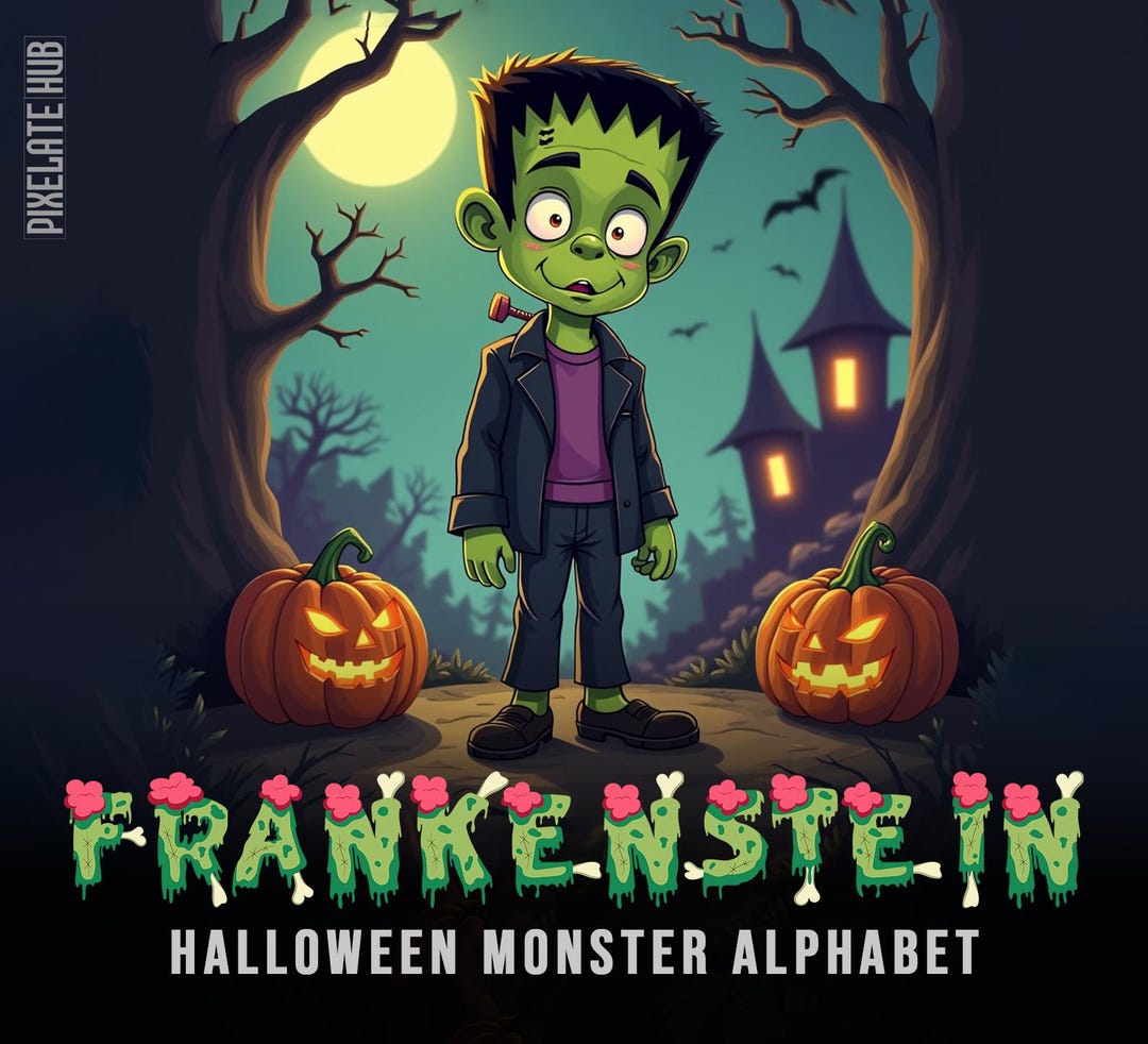 Frankenstein Monster Alphabet Clipart: Spooky Halloween Letters ...