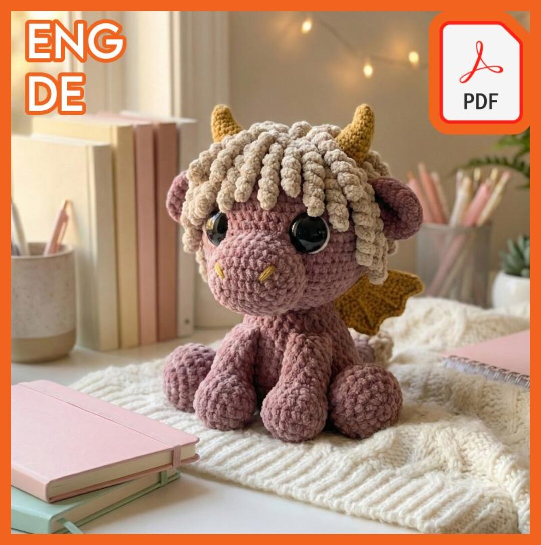 Dragon Crochet Pattern – Hamish the Highland Dragon Amigurumi, Plush ...