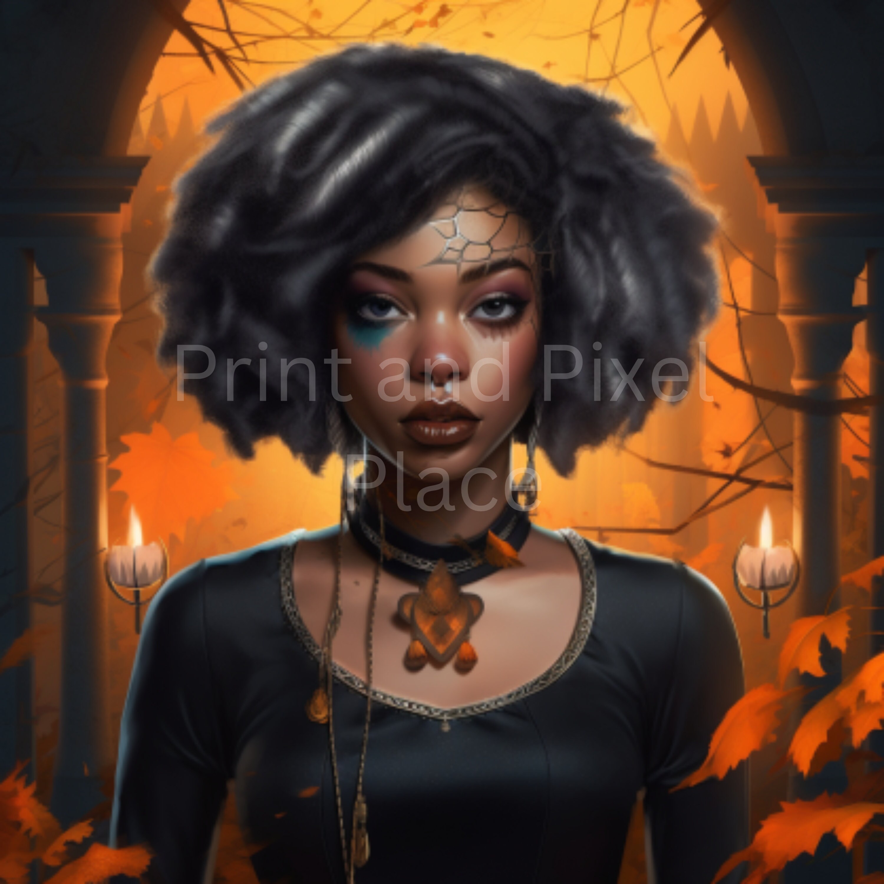 Goth Girl African American Goth Girl Halloween Black Witch - Etsy