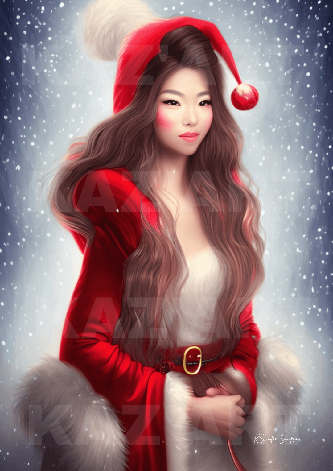 Merry Sexy Santa Christmas Ai Art Digital Download Printable Print