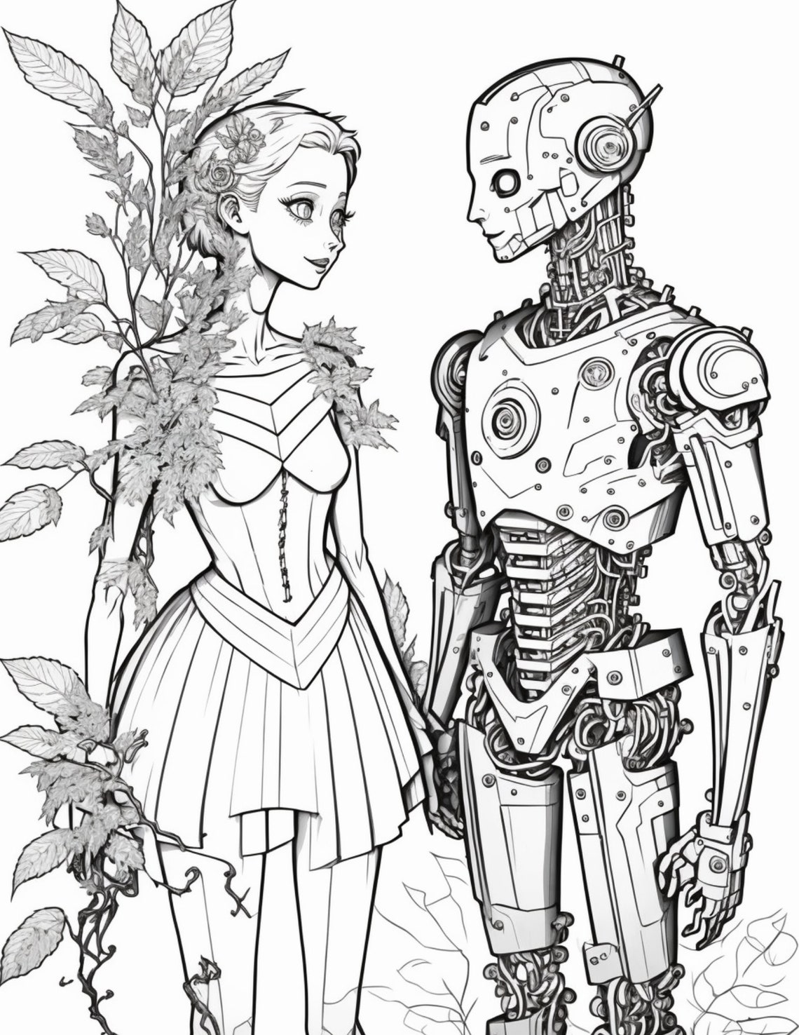 Printable Robot Love Coloring Pages for Adults or Kids, Valentine ...
