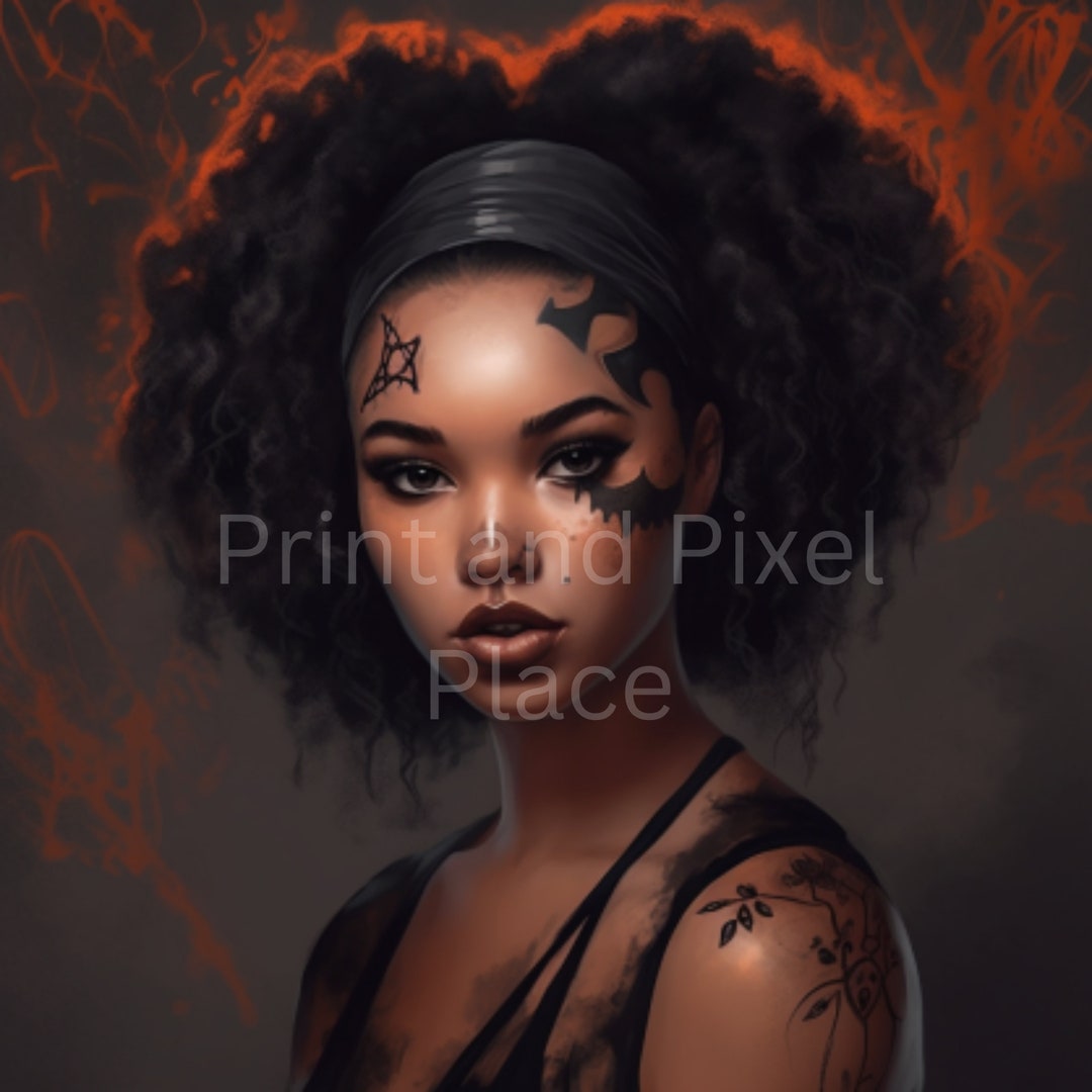 Goth Girl, African American Goth Girl, Halloween, Black Witch, Clipart ...