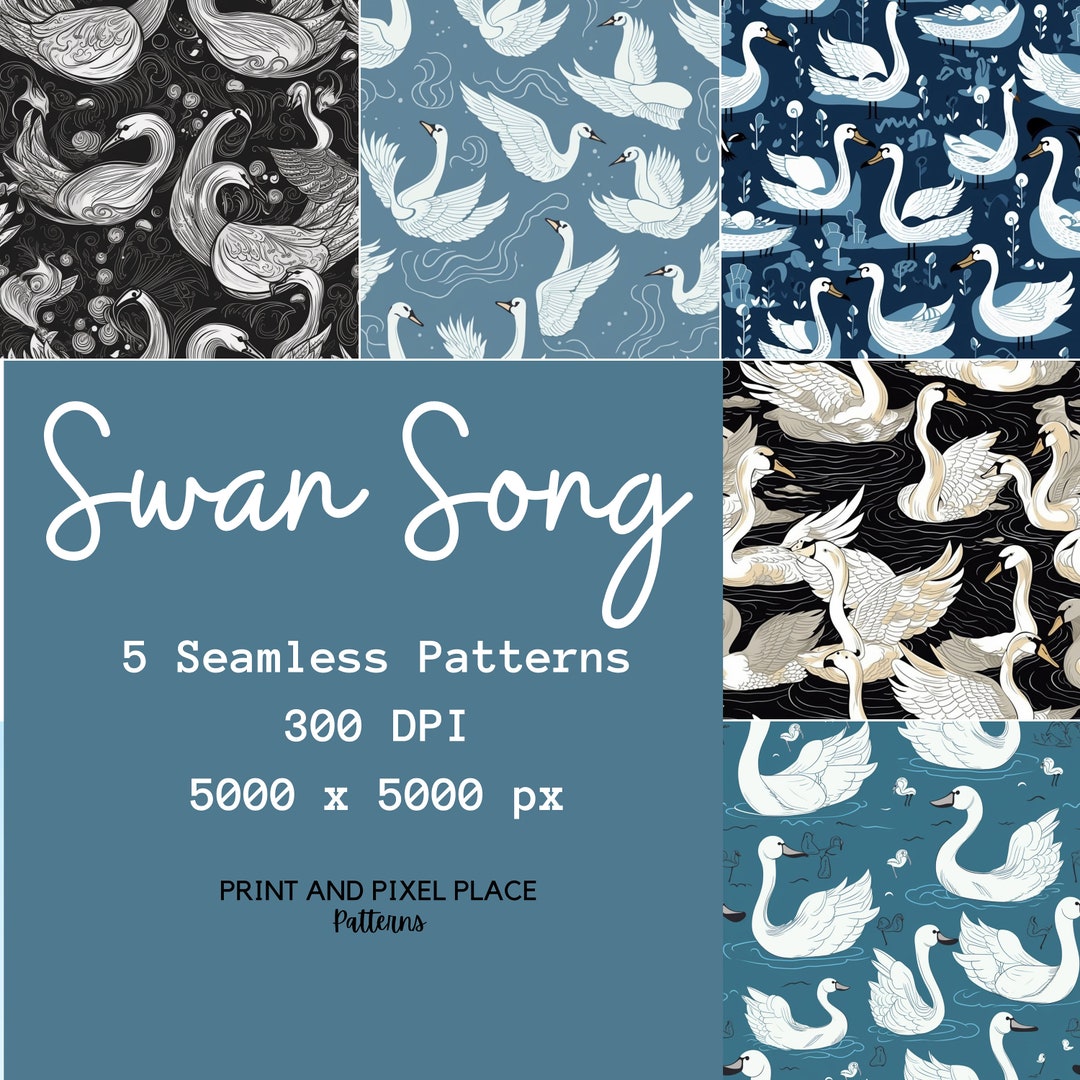 Swan Song, Swans, Seamless Pattern, Repeat Pattern for Fabric, Small ...